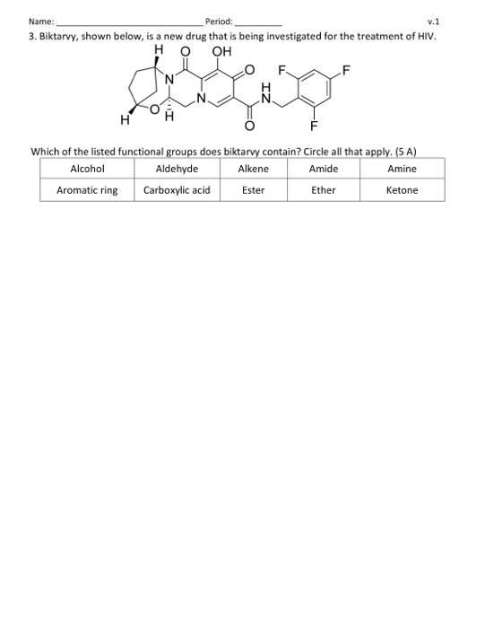 Solved Name: Period: v. 1 Hydrocarbon Derivative Assignment | Chegg.com