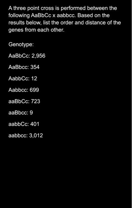 Solved A three point cross is performed between the | Chegg.com