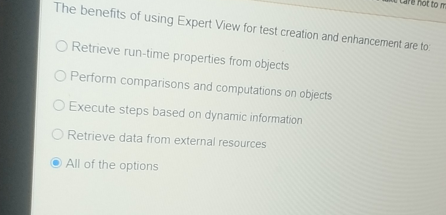 Solved In HP QUICK TEST PROFESSIONAL the benefits of using | Chegg.com
