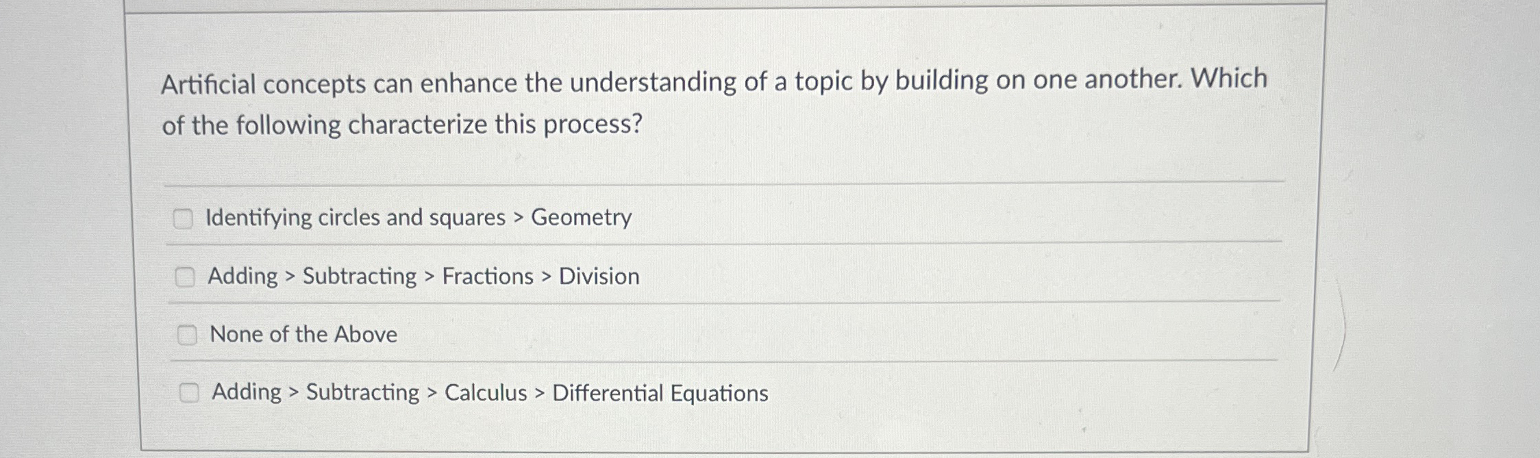 Solved Artificial concepts can enhance the understanding of | Chegg.com