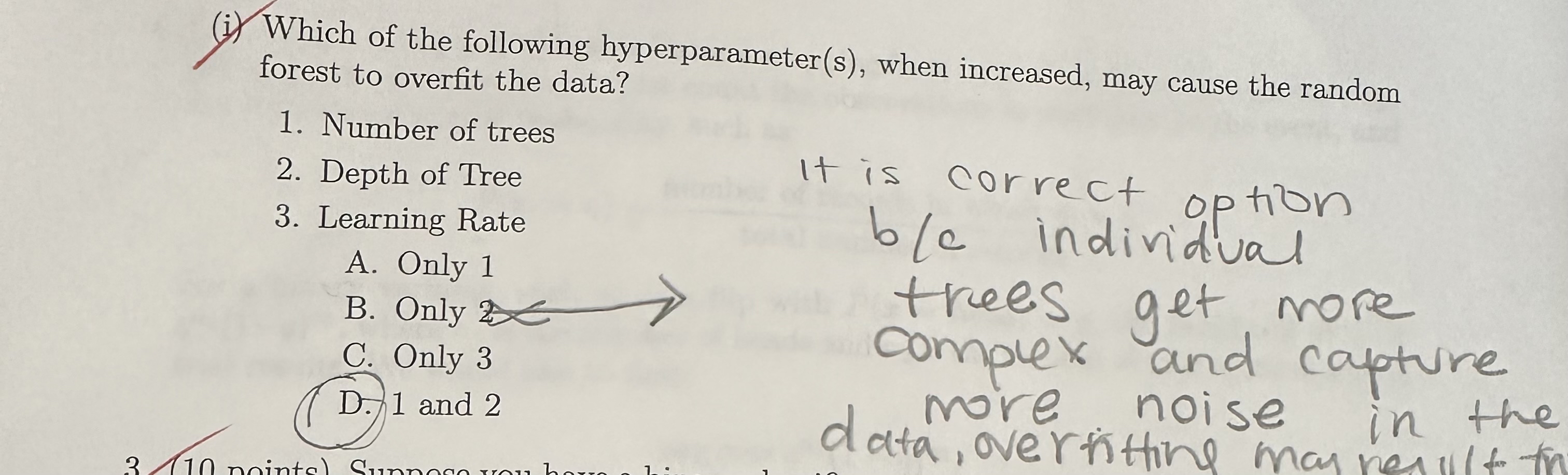 Solved (i) ﻿Which of the following hyperparameter(s), ﻿when | Chegg.com
