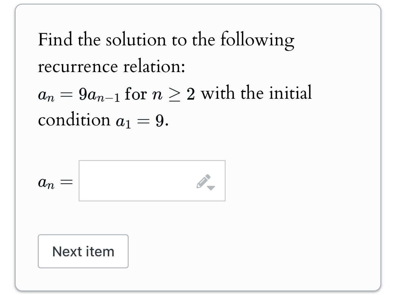 Solved Find the solution to the following recurrence | Chegg.com