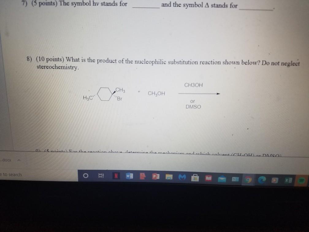 Solved 7) (5 points) The symbol hv stands for and the symbol | Chegg.com