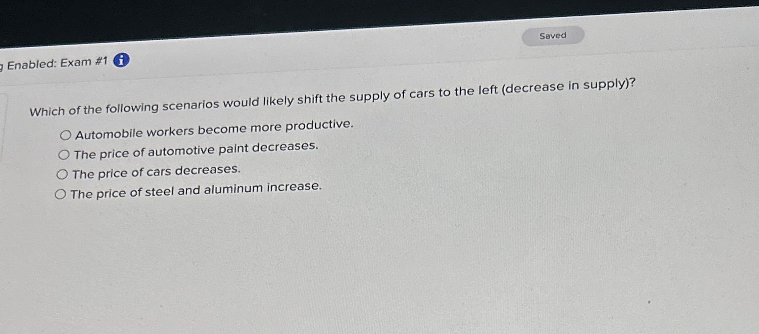 Solved Enabled: Exam #1Which of the following scenarios | Chegg.com