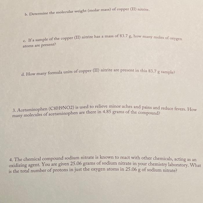 Solved 2. Write out: a. The formula for copper (II) nitrite | Chegg.com