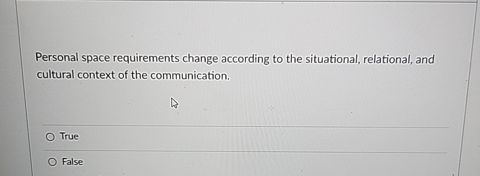 Solved Personal space requirements change according to the | Chegg.com