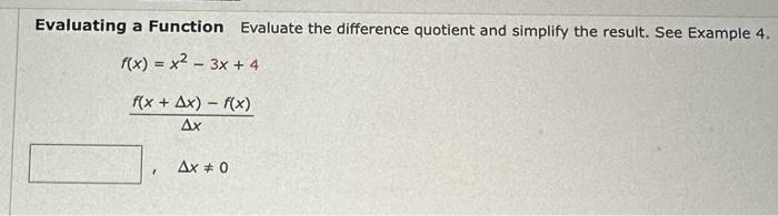 Solved Evaluating a Function Evaluate the difference | Chegg.com