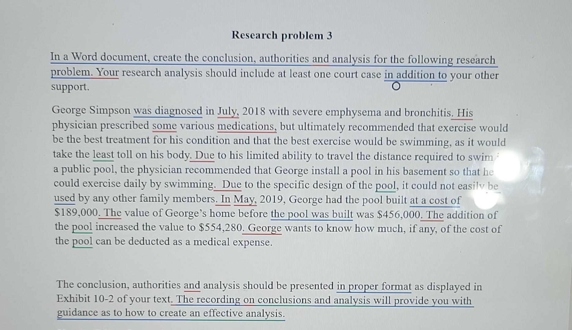 Research problem 3 In a Word document, create the | Chegg.com