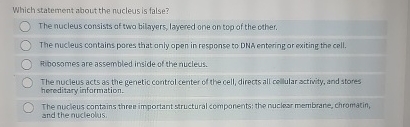 Solved Which statement about the nucleus is false?The | Chegg.com
