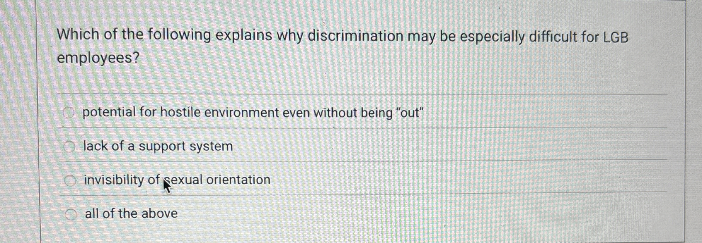 Solved Which of the following explains why discrimination | Chegg.com