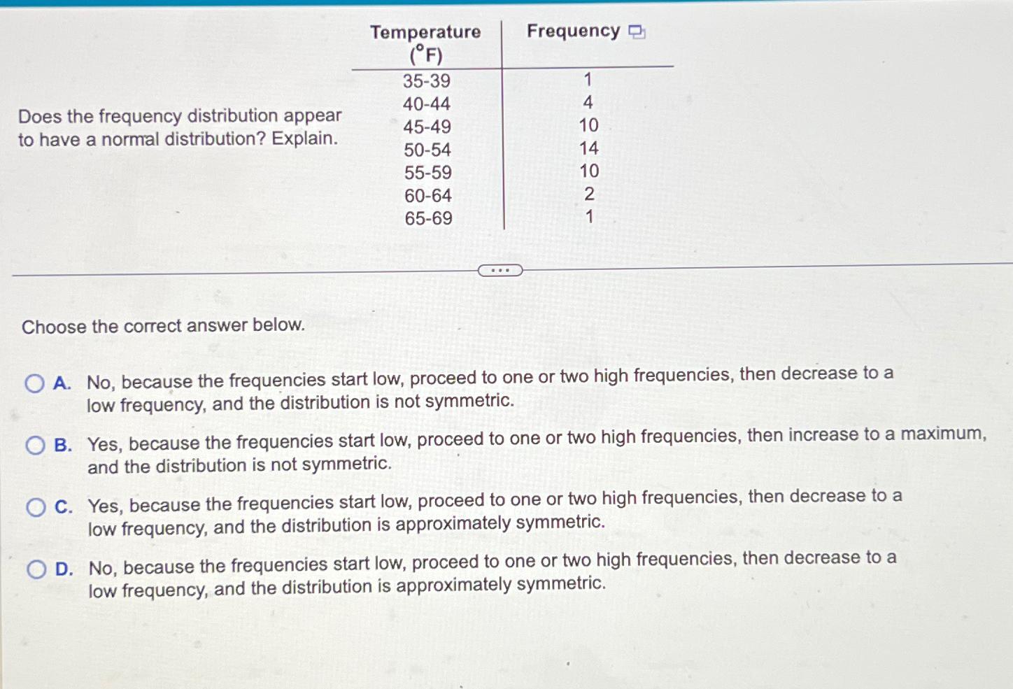 Solved \table[[,\table[[Temperature],[(°F) | Chegg.com