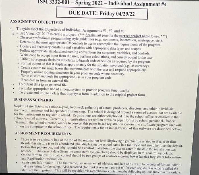 ISM 3232-001 - Spring 2022 - Individual | Chegg.com