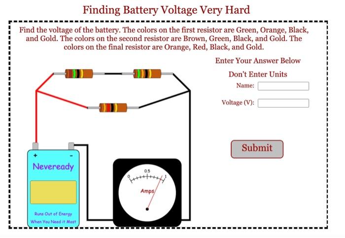 Solved Find the voltage of the battery. The colors on the | Chegg.com
