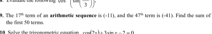 Solved 3. Evaluate te Uuwig CUS 9. The 17th term of an | Chegg.com