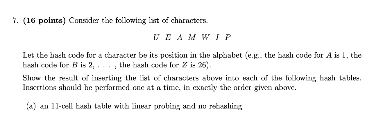 Solved (16 ﻿points) ﻿Consider the following list of | Chegg.com