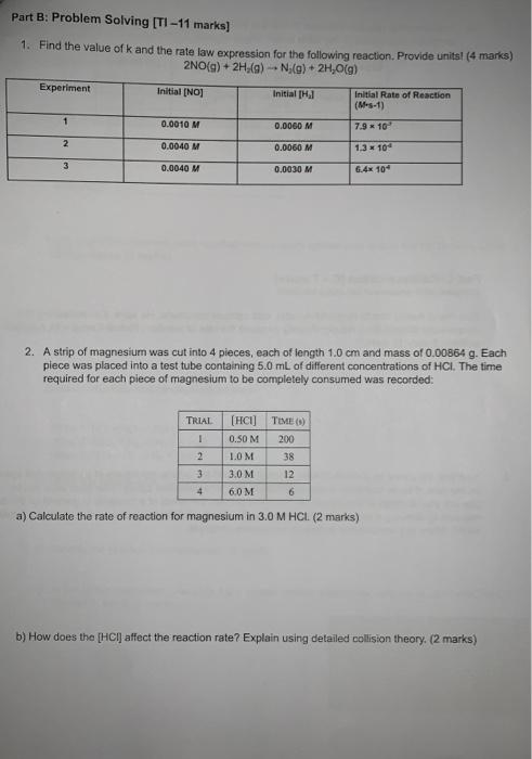 Solved Part B: Problem Solving [T1 - 11 marks] 1. Find the | Chegg.com