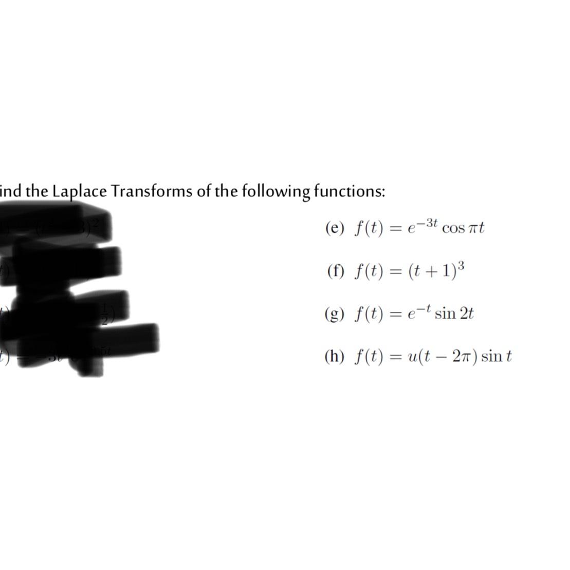 Solved ind the Laplace Transforms of the following | Chegg.com
