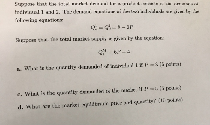Solved Suppose that the total market demand for a product | Chegg.com