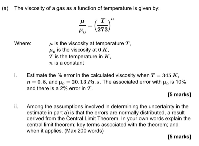 Solved (a) The viscosity of a gas as a function of | Chegg.com