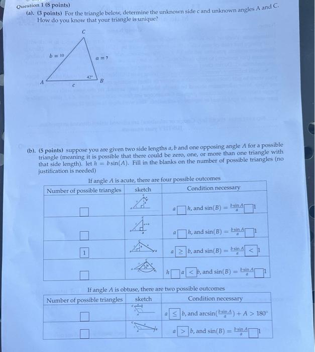 Solved Question 1 8 Points A 3 Points For The