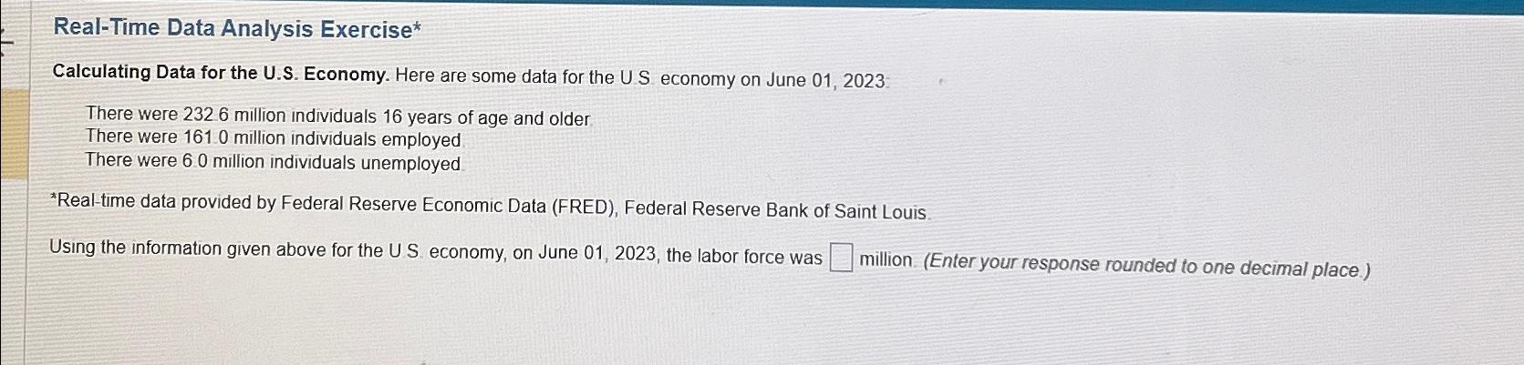 Solved Real-Time Data Analysis Exercise*Calculating Data for | Chegg.com