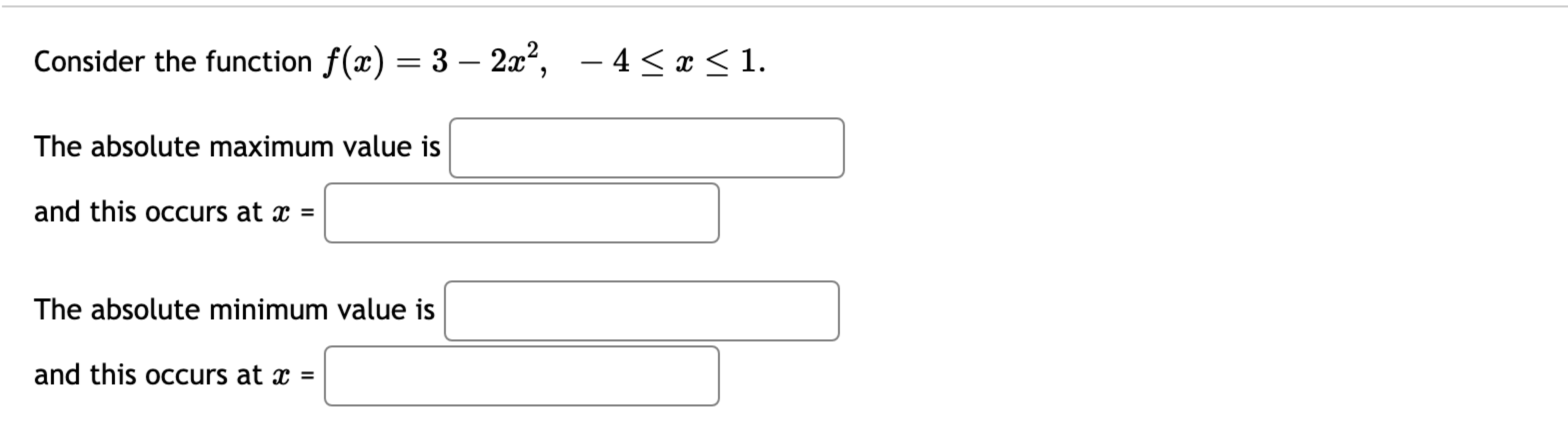 Solved Consider the function f(x)=3-2x2,-4≤x≤1.The absolute | Chegg.com