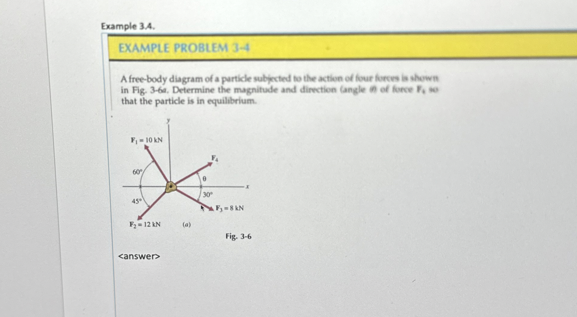 Solved Example 3.4 .EXAMPLE PROBLEM 3-4A free-body diagram | Chegg.com