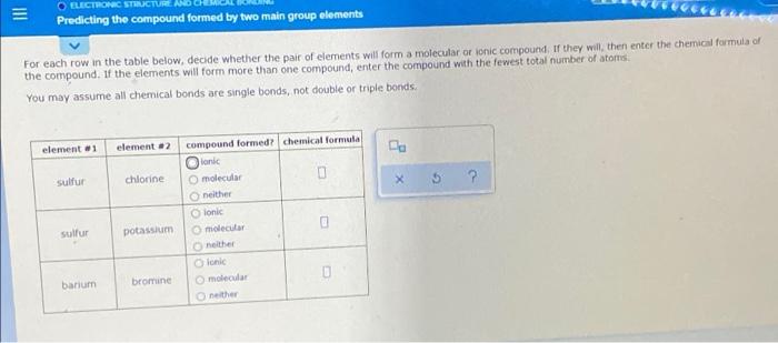 Solved ELECTRONIC STRUCTURE AND Predicting the compound | Chegg.com