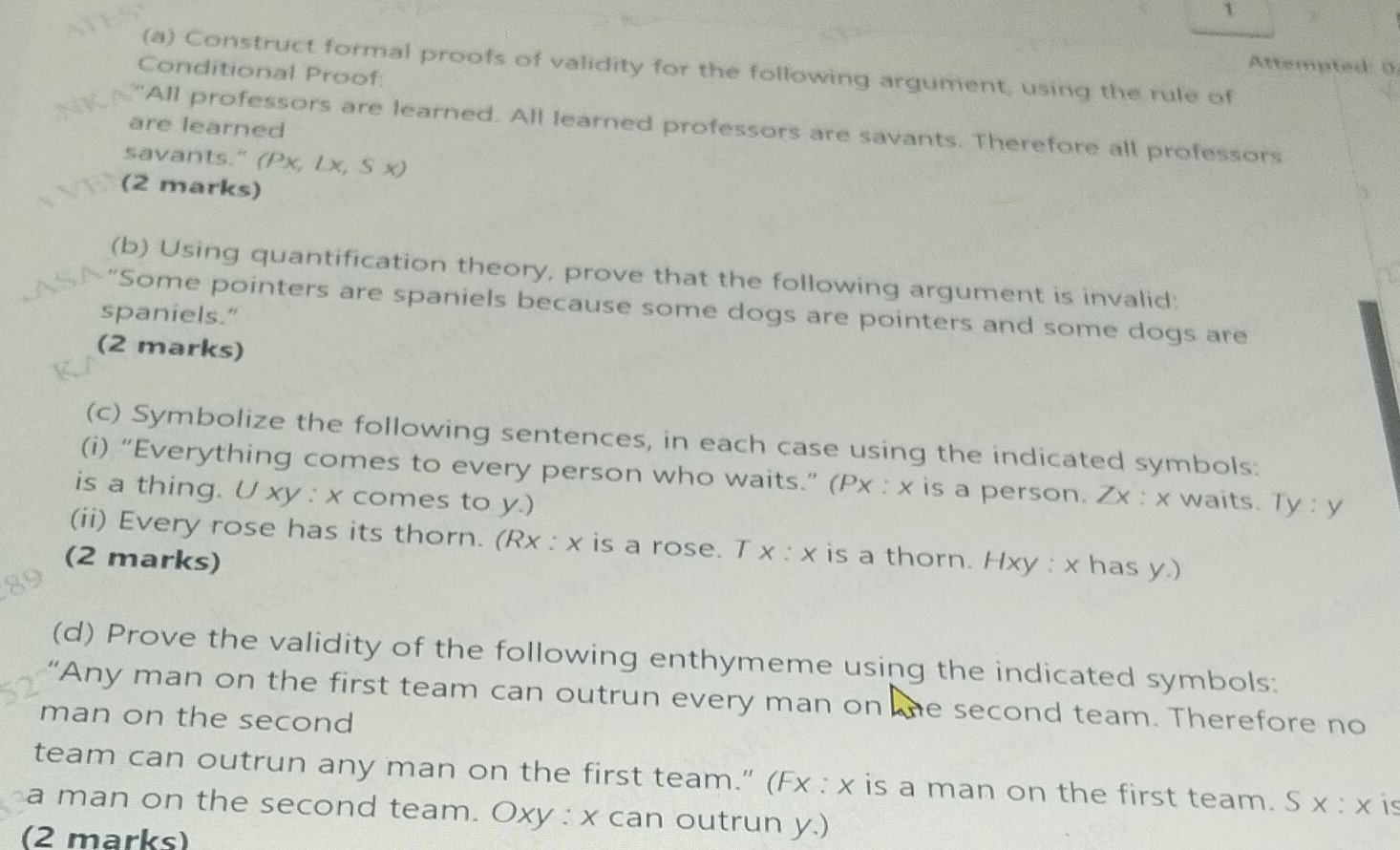 Solved 1(a) ﻿Construct formal proofs of validity for the | Chegg.com