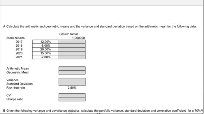 Solved A Calculate The Arithmetic And Geometric Means And