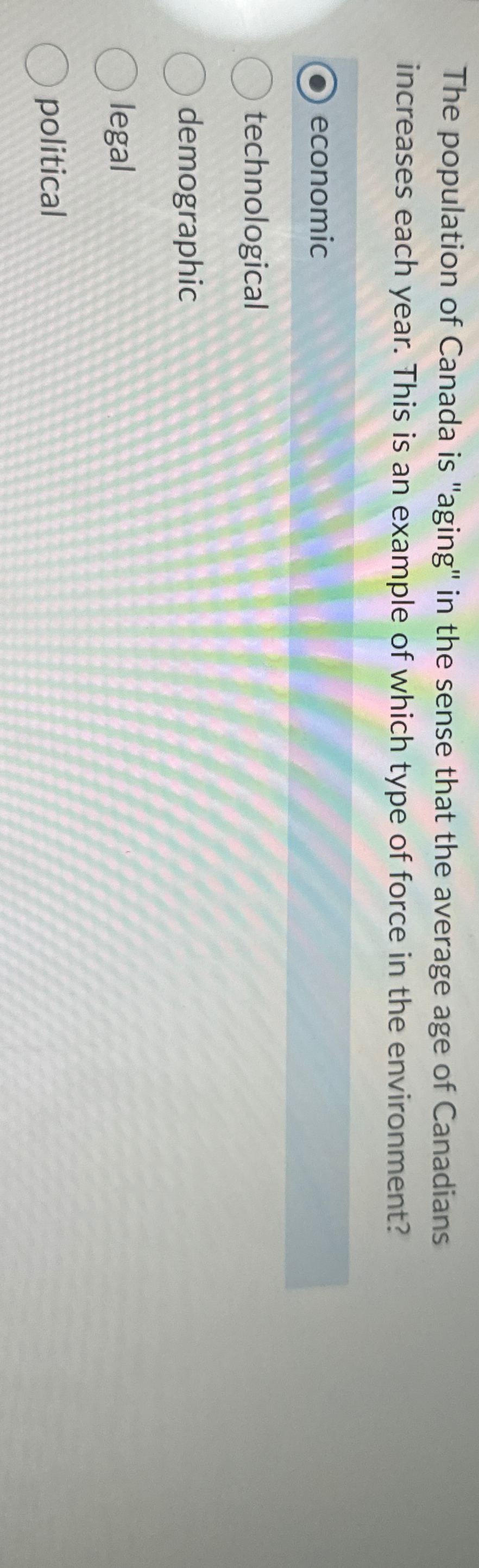 Solved The population of Canada is "aging" in the sense that | Chegg.com