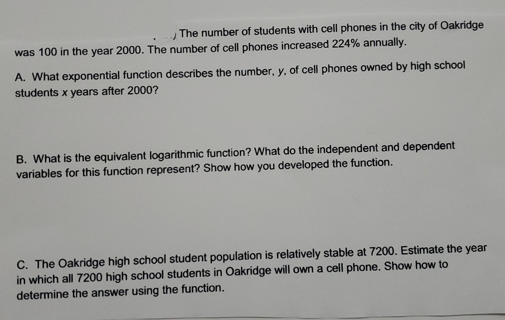 Solved The number of students with cell phones in the city | Chegg.com