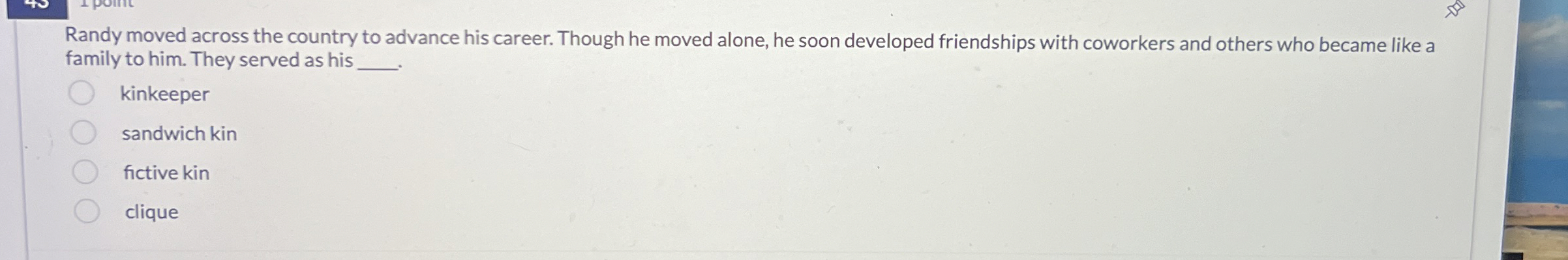 Solved Randy moved across the country to advance his career. | Chegg.com