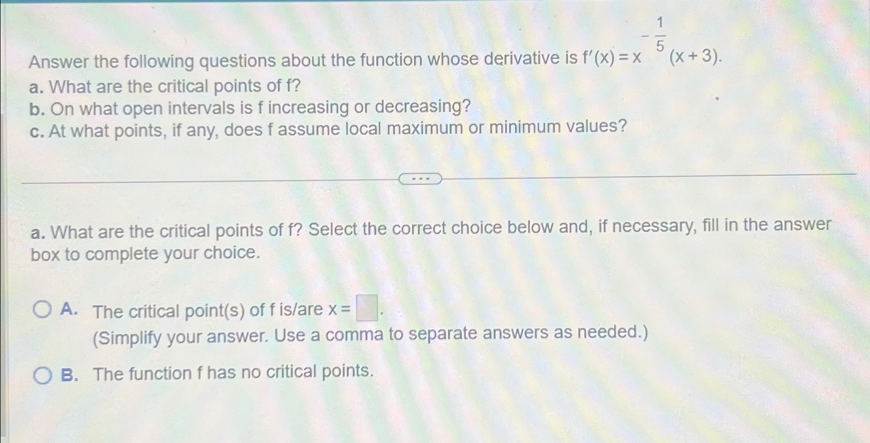 Solved Answer the following questions about the function | Chegg.com