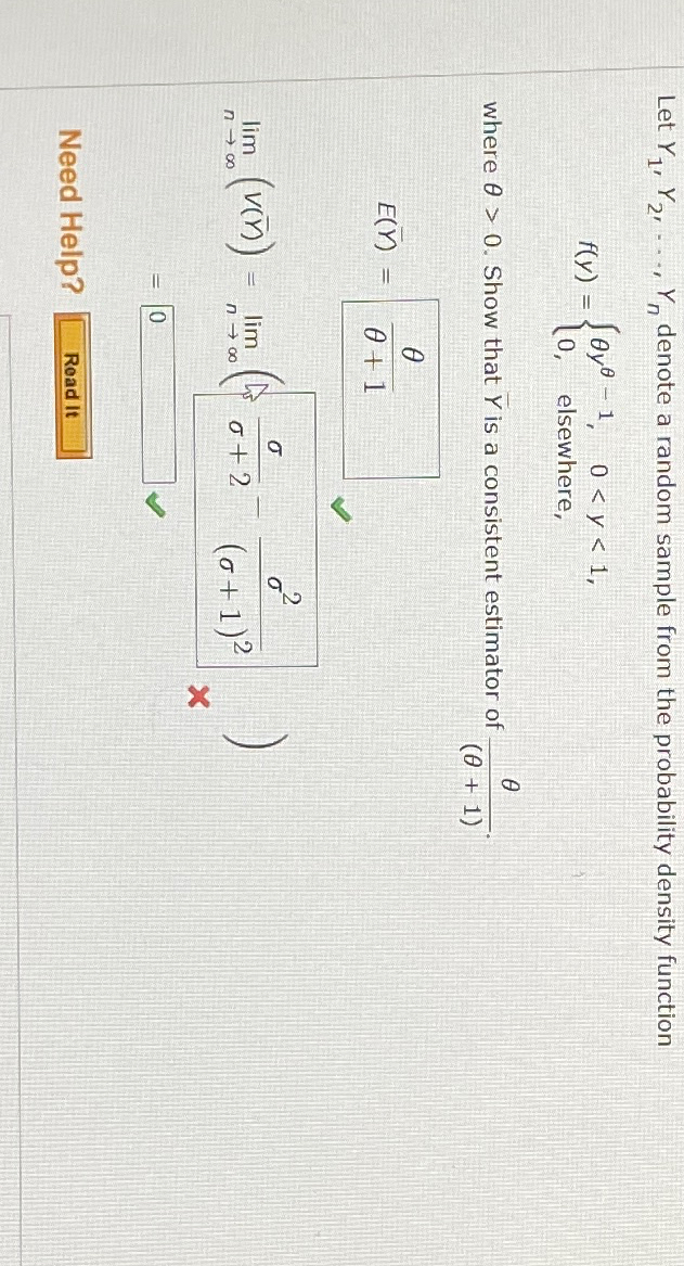 Solved Let Y1,Y2,dots,Yn denote a random sample from the | Chegg.com Solved Let Y1,Y2,dots,Yn denote a random sample from the | Chegg.com