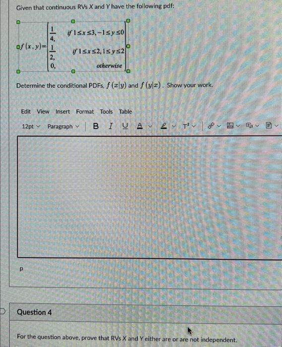 Solved Given that continuous RVs X and Y have the following | Chegg.com