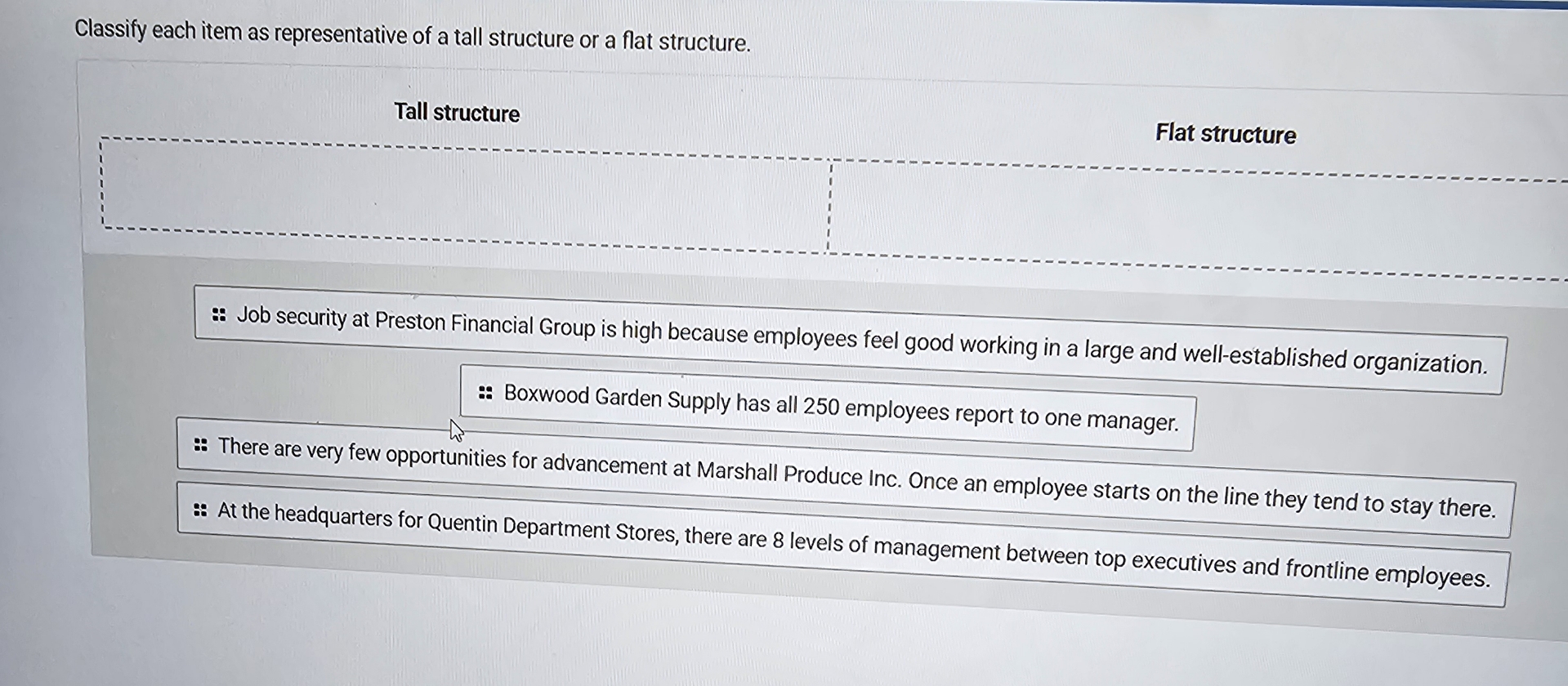 Solved Classify each item as representative of a tall | Chegg.com