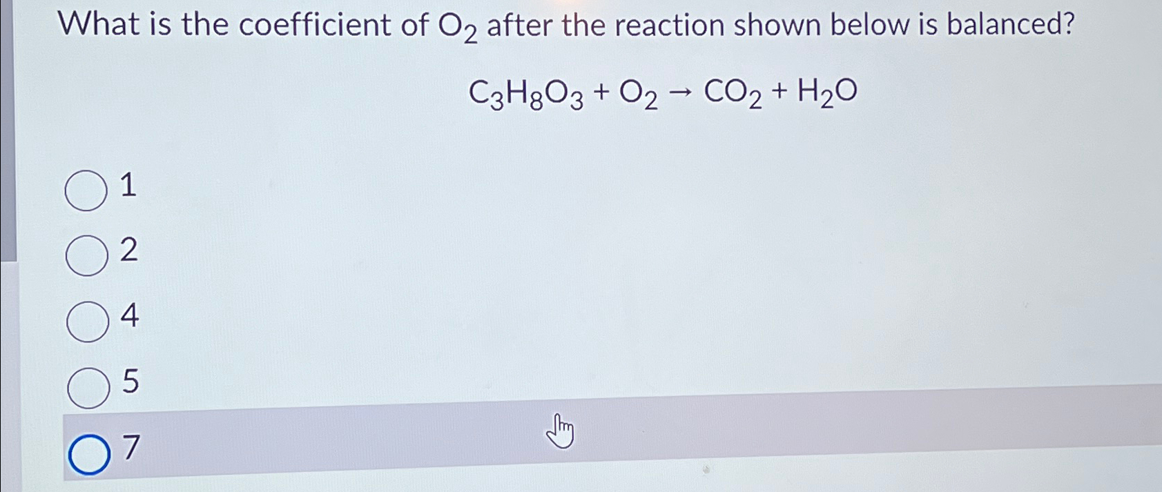 Solved What is the coefficient of O2 ﻿after the reaction | Chegg.com