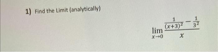 Solved 1) Find the Limit (analytically) limx→0x(x+3)21−321 | Chegg.com