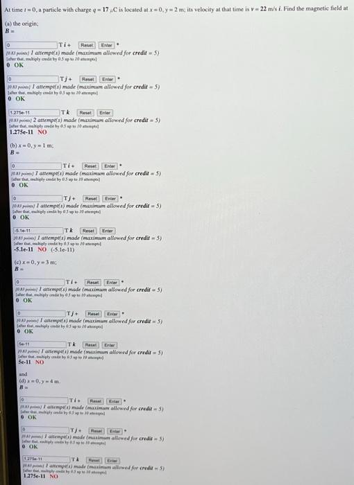 Solved At time t=0, a particle with charge q=17, C is | Chegg.com