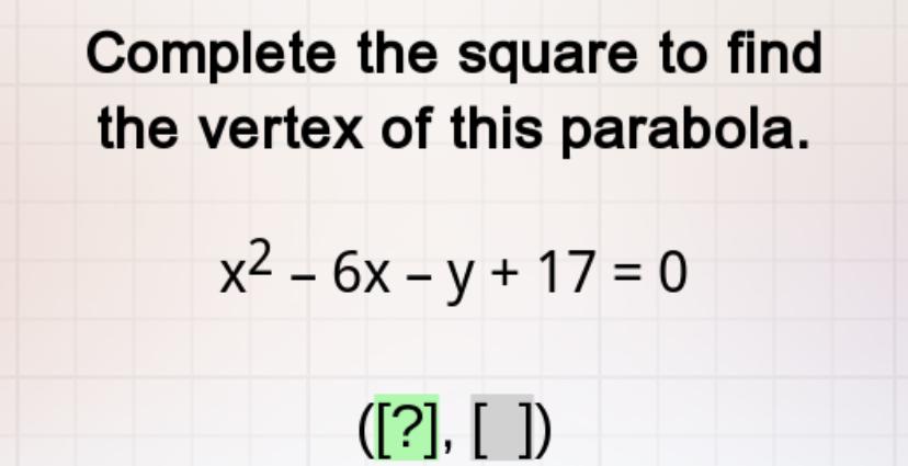 Solved Complete the square to find the vertex of this | Chegg.com
