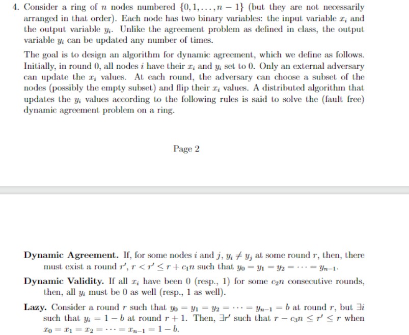 Consider a ring of n ﻿nodes numbered | Chegg.com