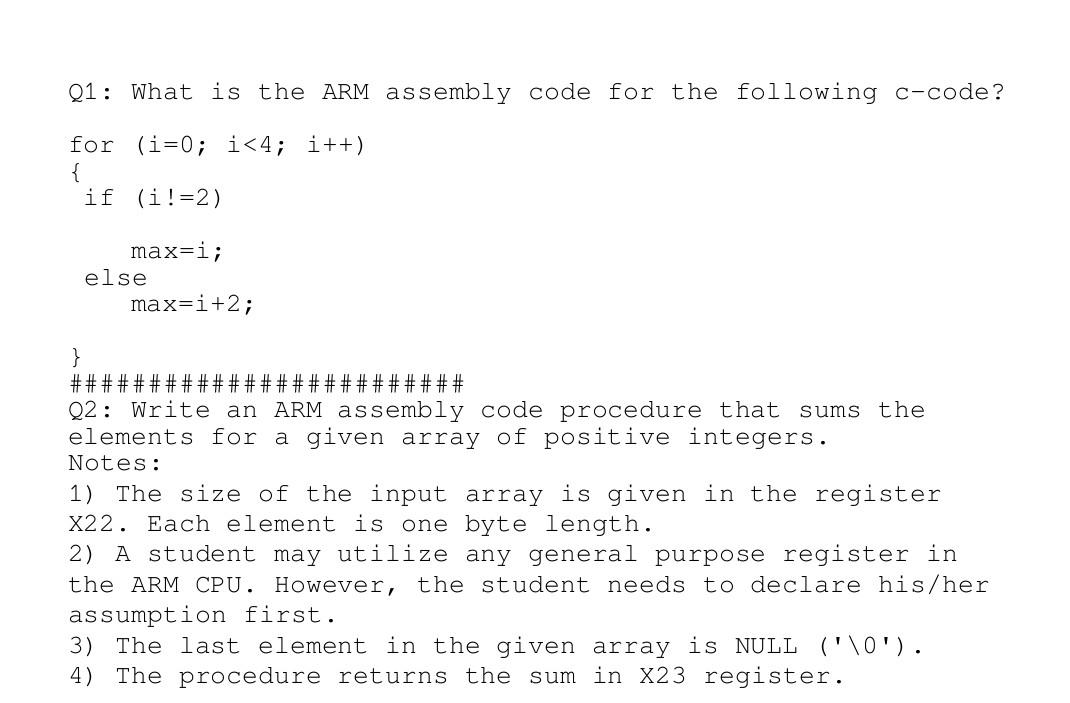Solved Write an ARM ASSEMBLY code and be sure it is run | Chegg.com