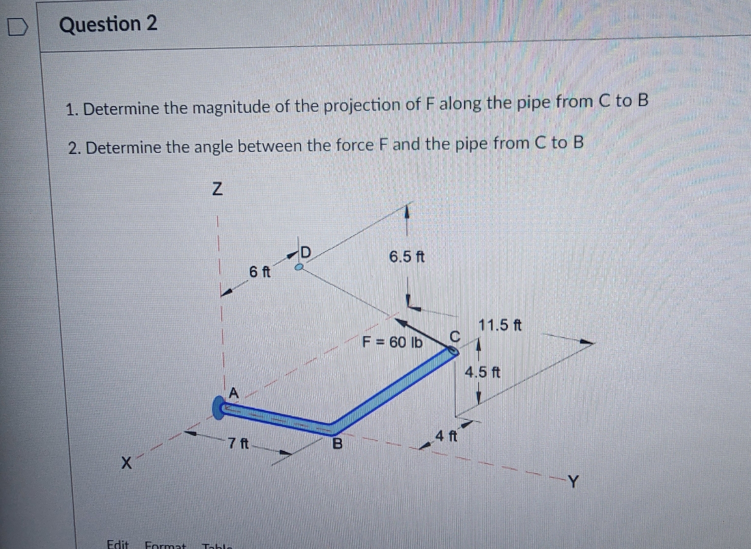 Solved Question 2Determine the magnitude of the projection | Chegg.com