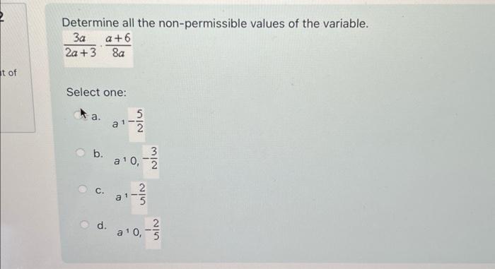 Solved it of Determine all the non-permissible values of the | Chegg.com