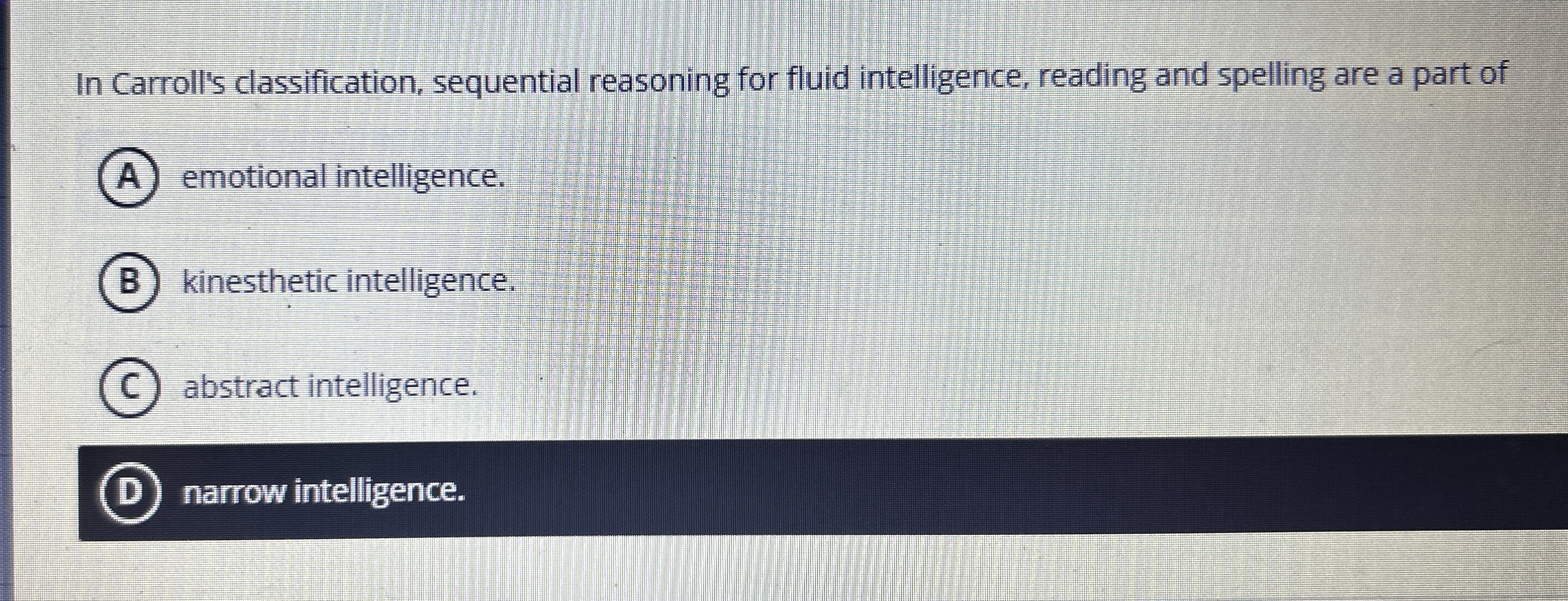 Solved In Carroll's classification, sequential reasoning for | Chegg.com