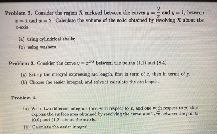 Solved Problem 2. Consider the region R enclosed between the | Chegg.com
