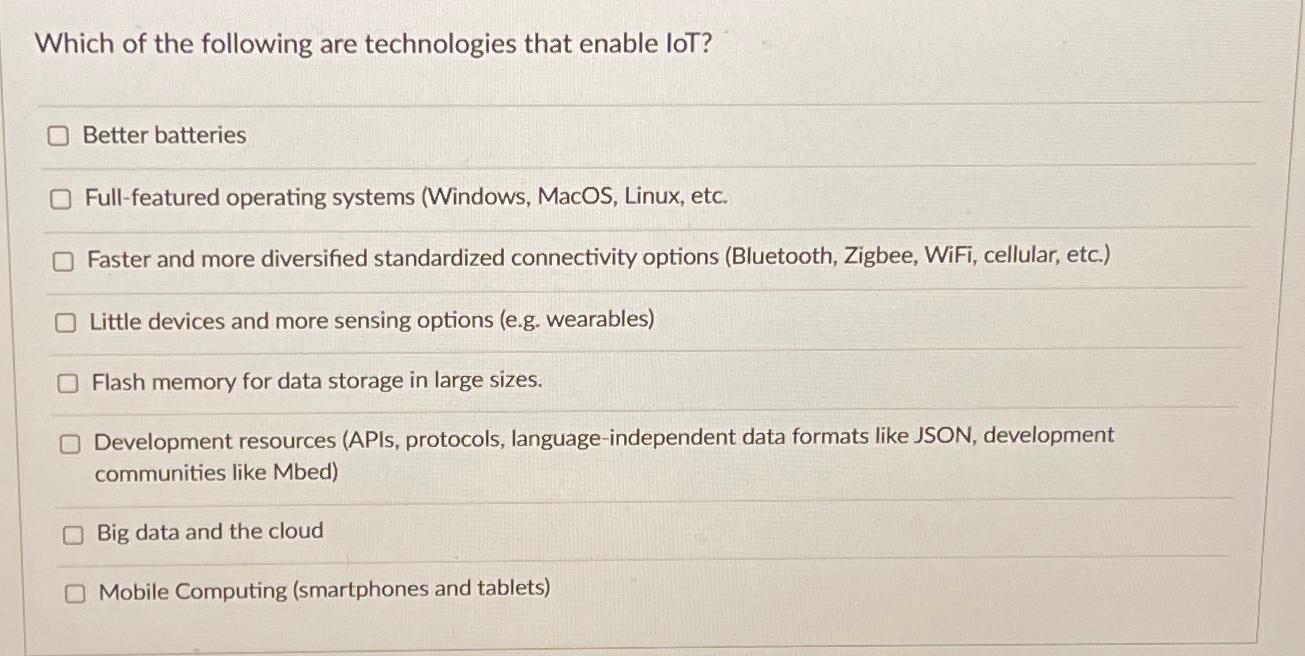 Solved Which of the following are technologies that enable | Chegg.com