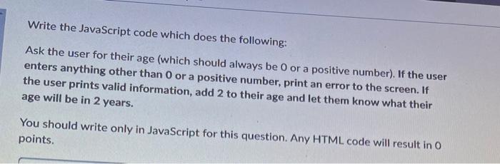Solved Write the JavaScript code which does the following: | Chegg.com