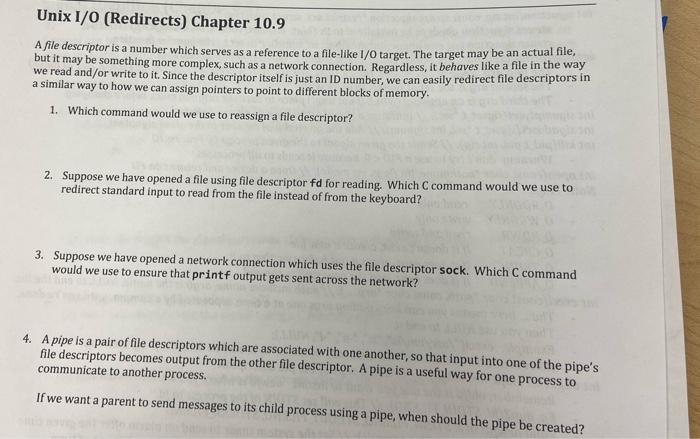 Solved A file descriptor is a number which serves as a | Chegg.com